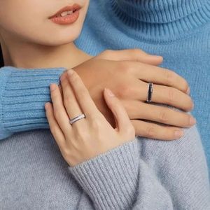 Titanium | Accessories | Titanium Satin 4mm Wide Basic Black Band Ring ...